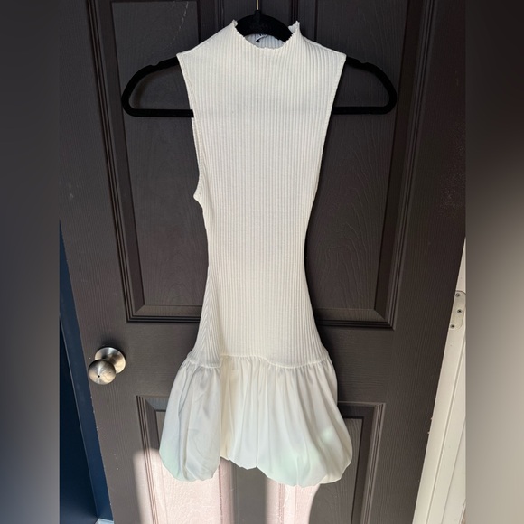Zara | Dresses | Zara White Ribbed Backless Mini Bubble Dress | Poshmark